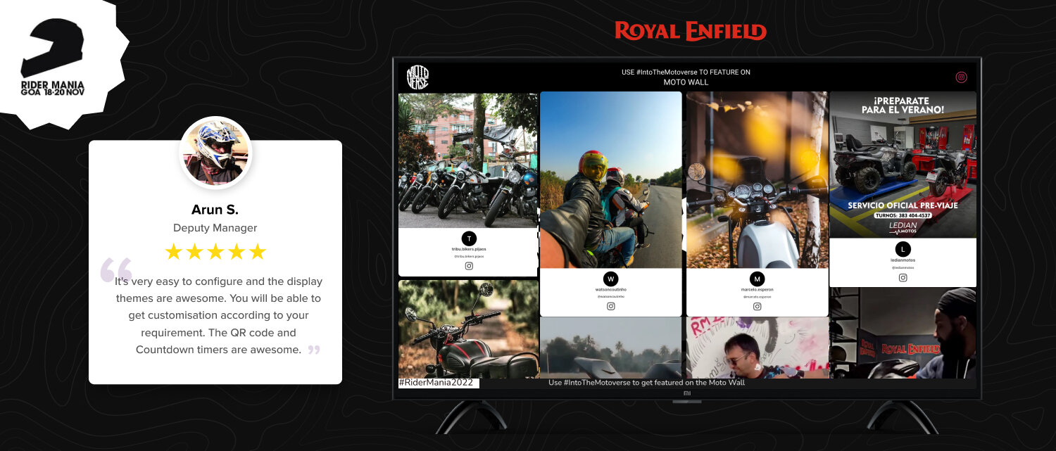 Royal Enfield Social Wall Case Study - Taggbox Display