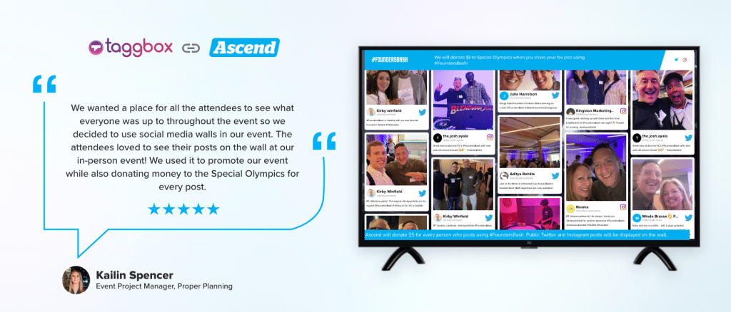 Ascend's #FoundersBash Boost Event Engagement With Taggbox Social Wall