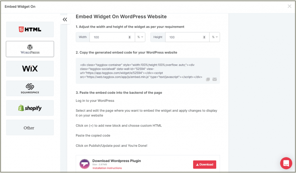 How To Embed Widget On WordPress Website - Taggbox Support