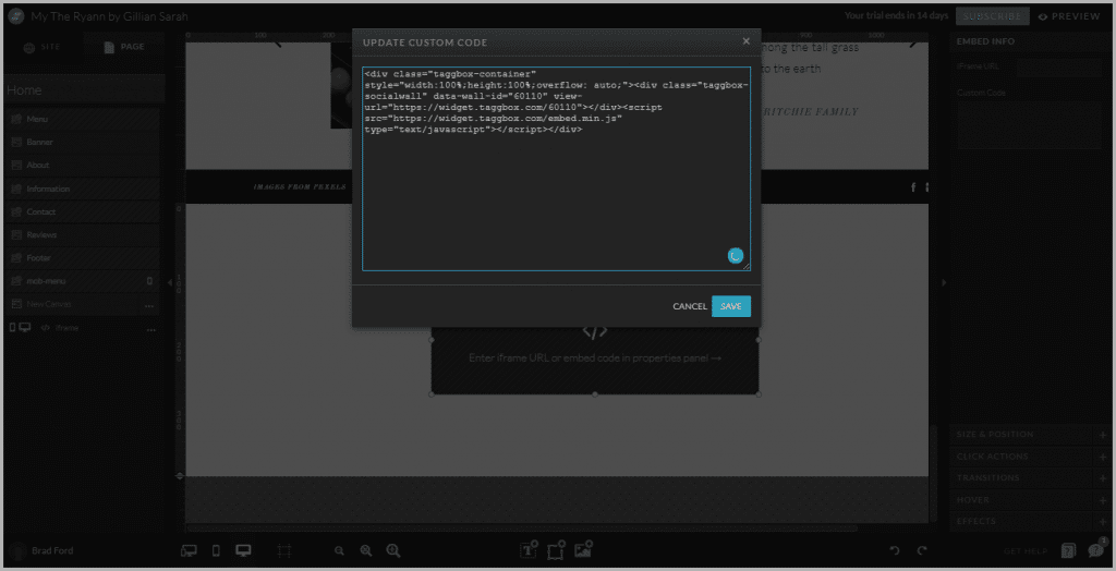 How To Embed Instagram Widget On Showit Websites - Taggbox Support