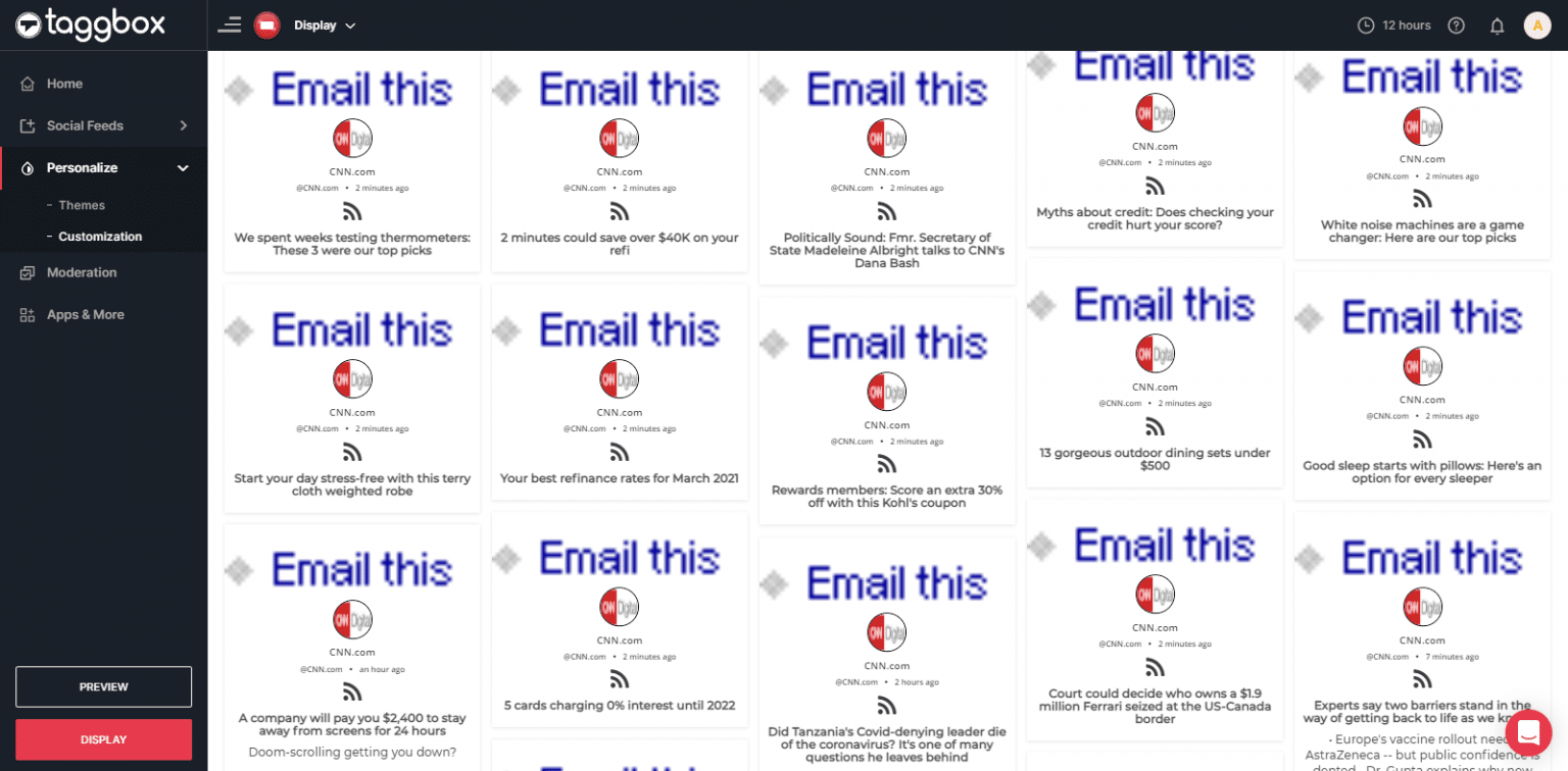 How to Display RSS Feeds on Various Digital Signage? - Taggbox Support